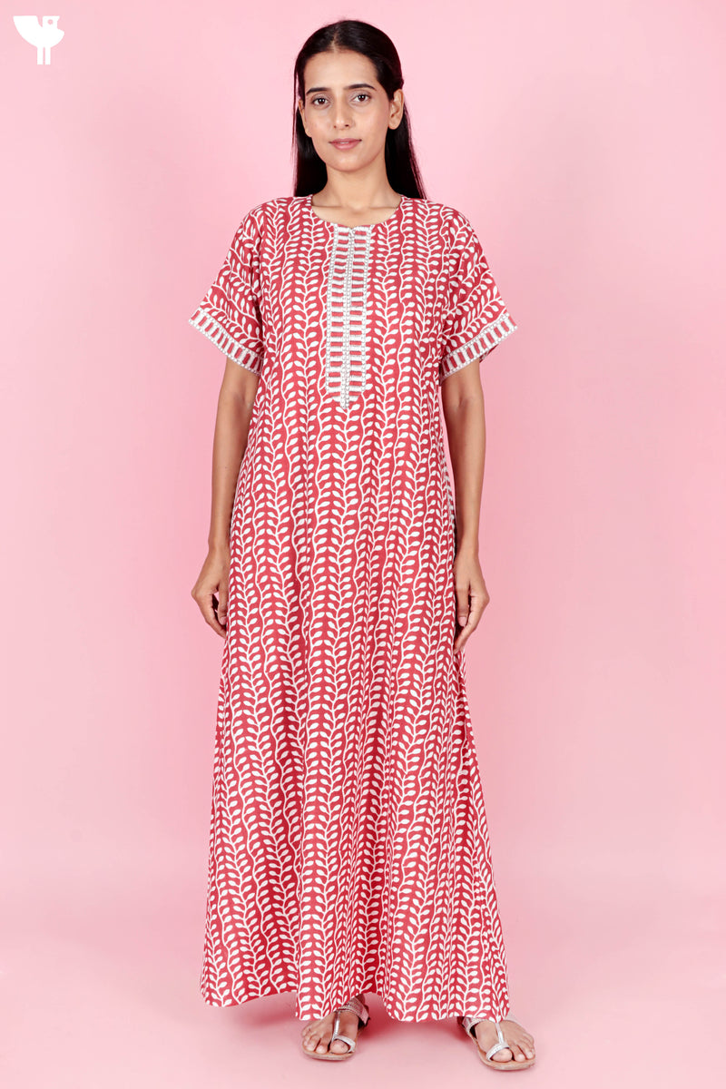 Bizzy Lizzy Zipper Kaftan In Floral Block Print