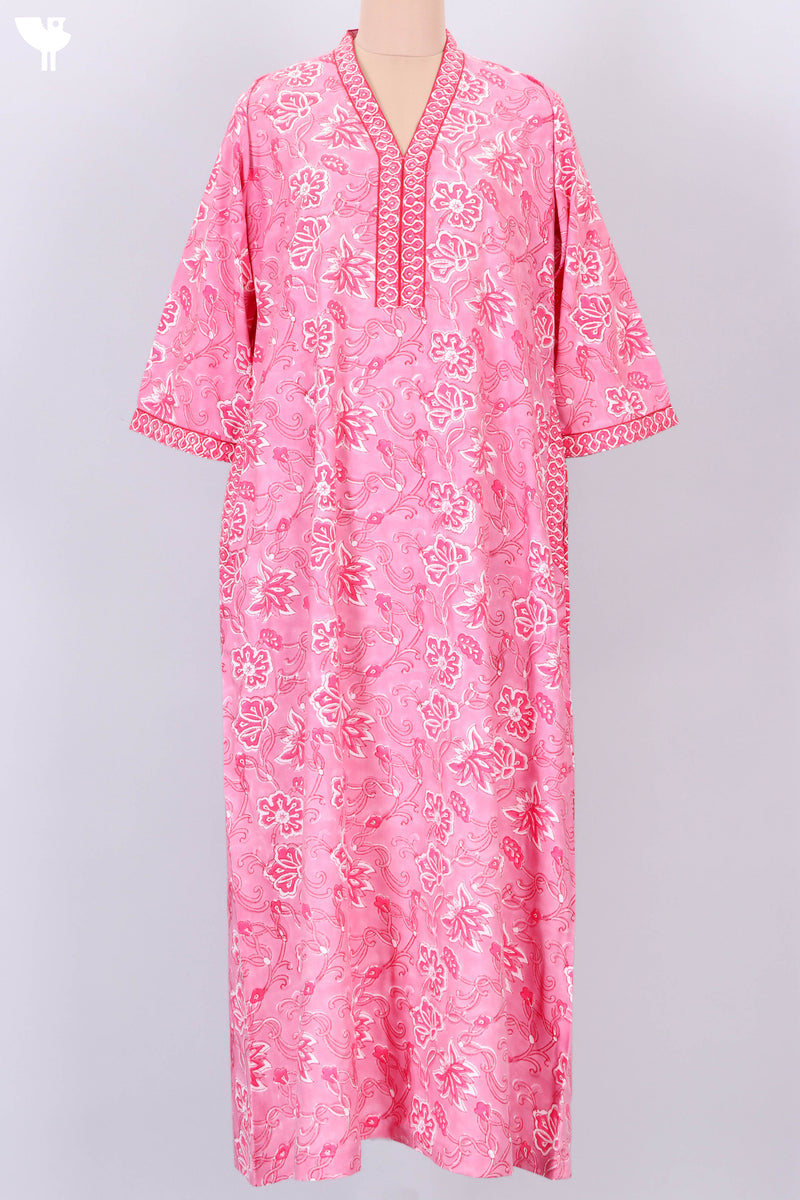 Bizzy Lizzy Full Sleeved Kaftan In Floral Block Print