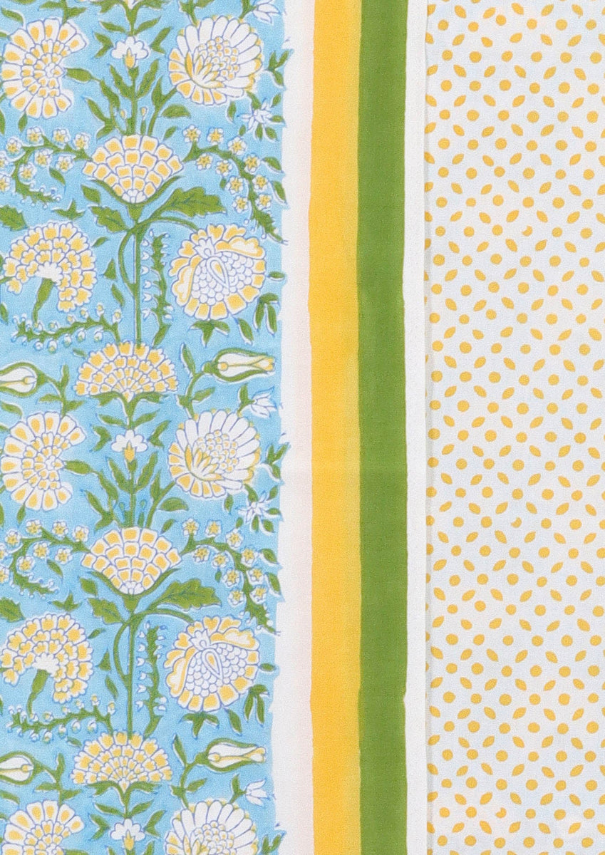 Bizzy Lizzy Dress Material With Chiffon Dupatta In Floral Block Print