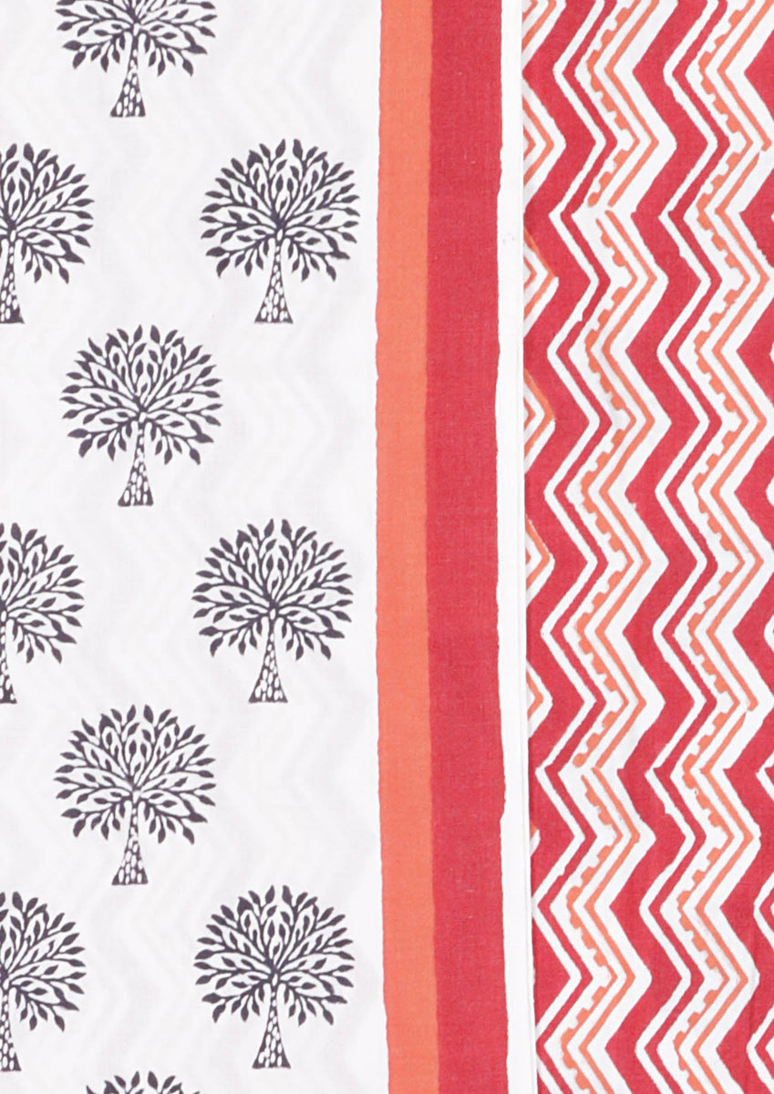 Bizzy Lizzy Dress Material With Chiffon Dupatta in Block Print