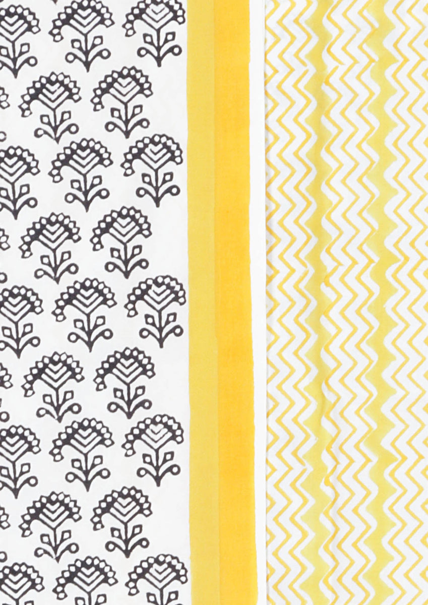 Bizzy Lizzy Dress Material With Chiffon Dupatta in Block Print