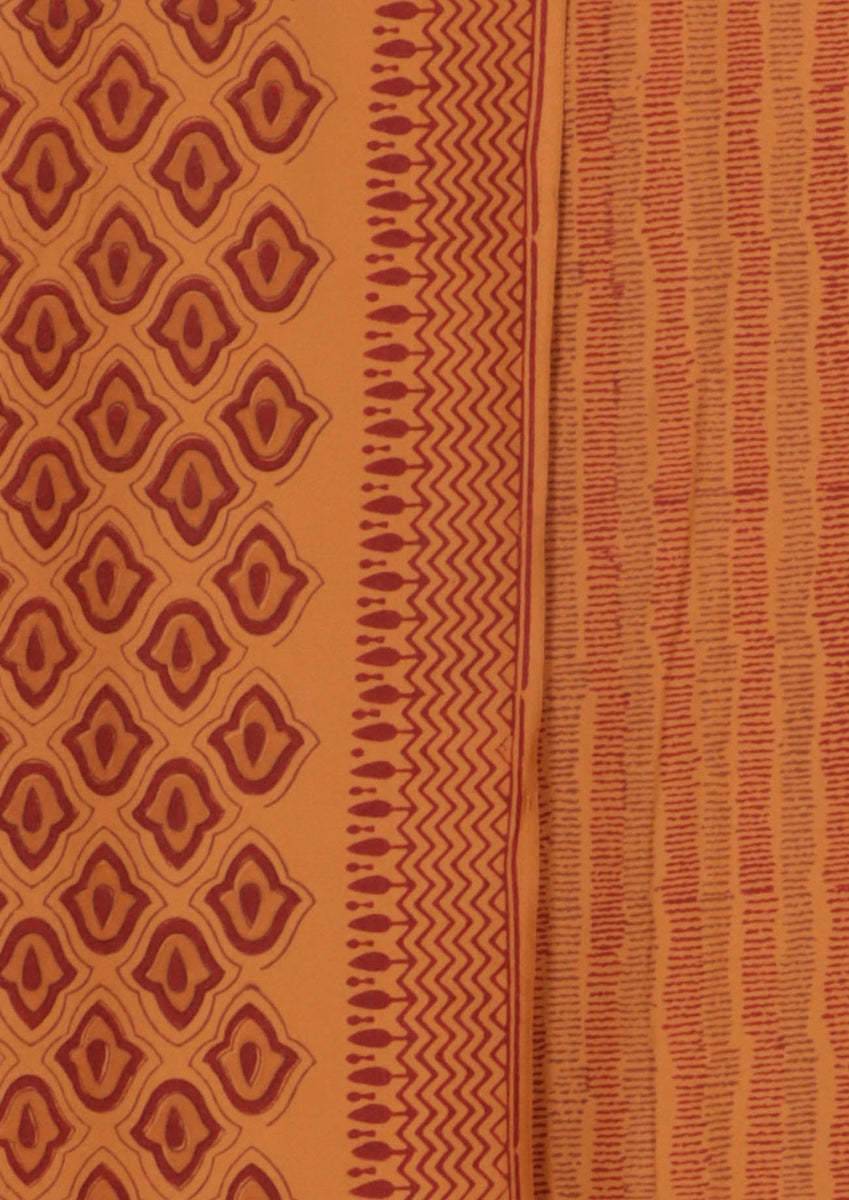 Bizzy Lizzy Dress Material With Chiffon Dupatta in Block Print