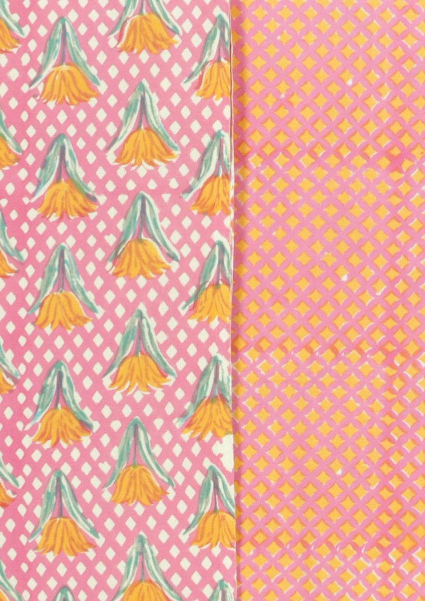 Bizzy Lizzy Dress Material With Chiffon Dupatta in Block Print